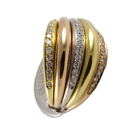 ANELLO IN ORO BIANCO GIALLO E ROSA CON DIAMANTI CT 0 21 MIS 12