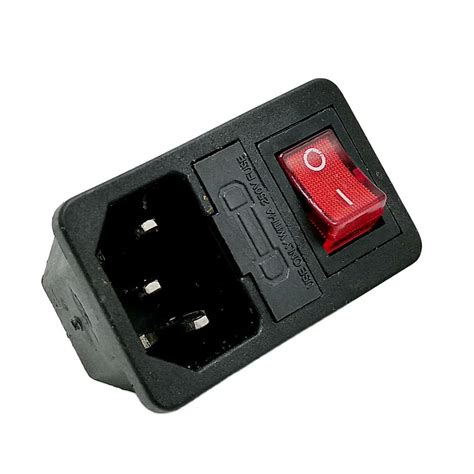 전원 로커 스위치 퓨즈 홀더가 있는 3 핀 Ac 전원 소켓 15a 250v 직사각형 Socket Switch Socket