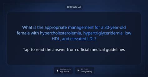 What Is The Appropriate Management For A 30 Year Old Female With Hypercholesterolemia