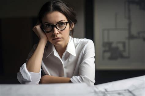Premium Ai Image Portrait Of A Talented Female Architect Analyzing