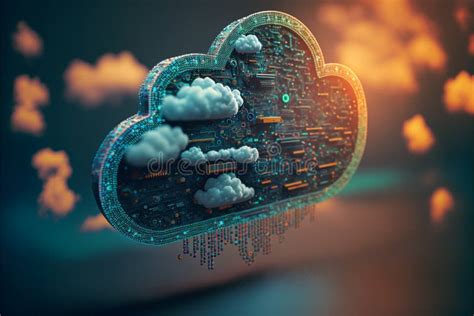 Cloud Computing Technology Background Illustration Representation Generative Ai Stock