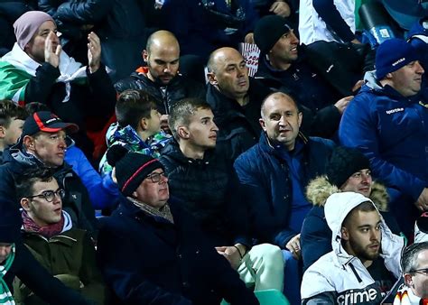 Bulgarian President Rumen Radev Attending A Football Match With His Son