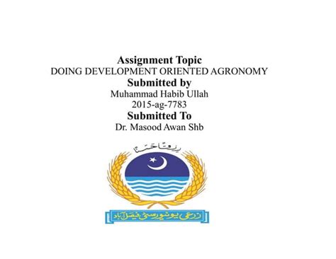 Doing Development Oriented Agronomy Ppt