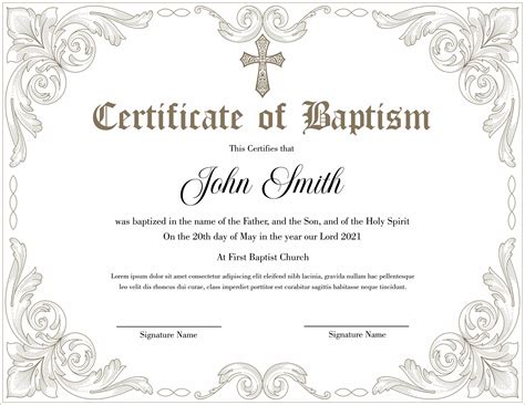 Certificate Of Baptism Template