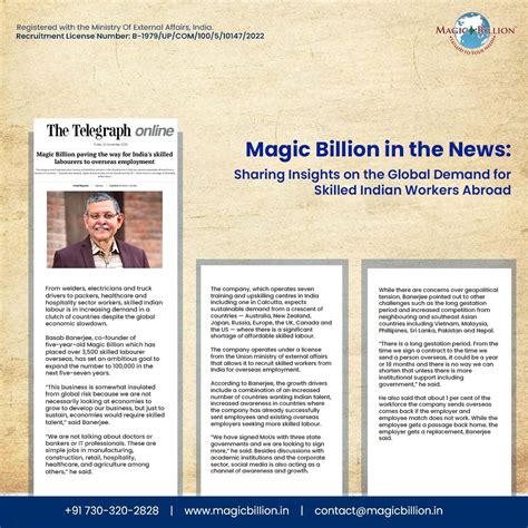 Thanks The Indian Telegraph For Featuring Magic Billion And The