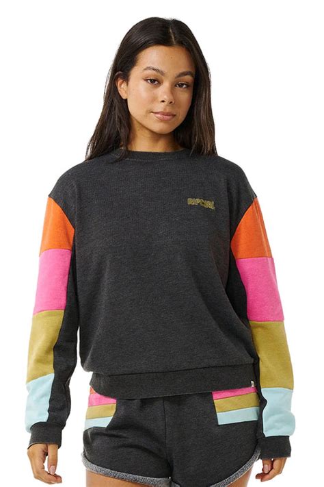 Rip Curl Surf Revival Cut And Sew Crew Washed Black Moment Surf Company
