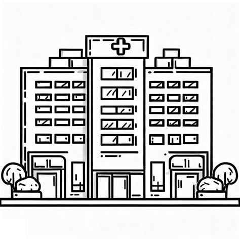 Desenhos de Um Prédio Hospitalar para Colorir e Imprimir