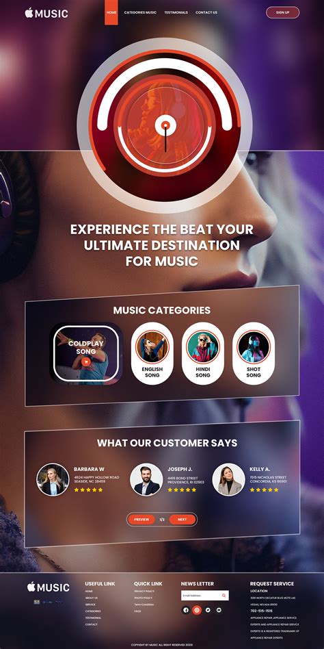 APPLE MUSIC RESPONSIVE WEBSITE DESIGN Behance