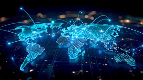 Futuristic Global Network Representation Digital World Map Connectivity