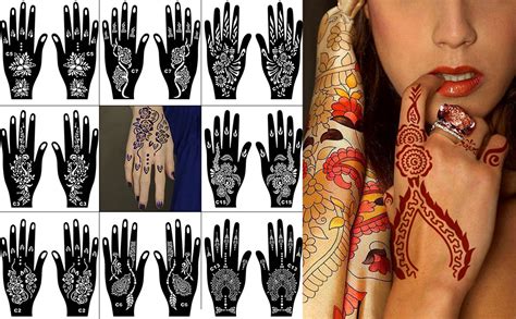 16 Stück Indien Henna Schablonen Set für Frauen Finger Hände