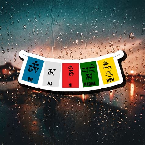 Om Mani Padme Hum Sticker Prayer Flags Sticker Tibetan Script Colored