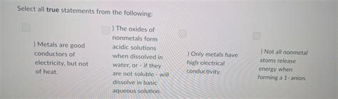 Solved Select All True Statements From The Following The Chegg