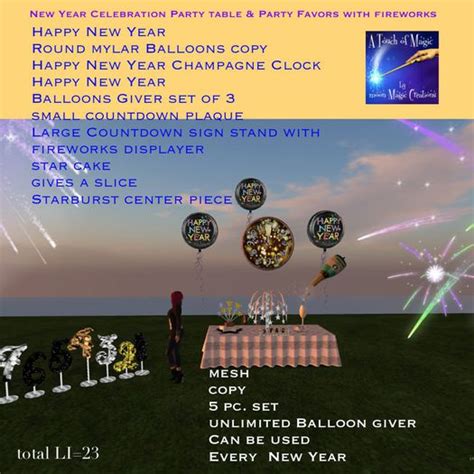 Second Life Marketplace New Years Party Countdown Party Table Crate