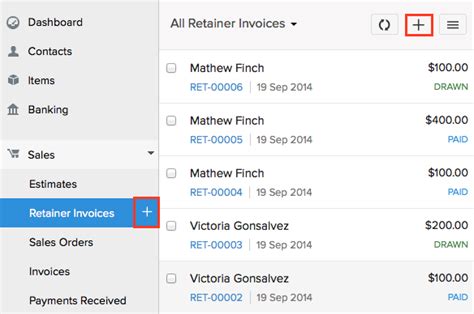 Create Send Retainer Invoices Help Zoho Books