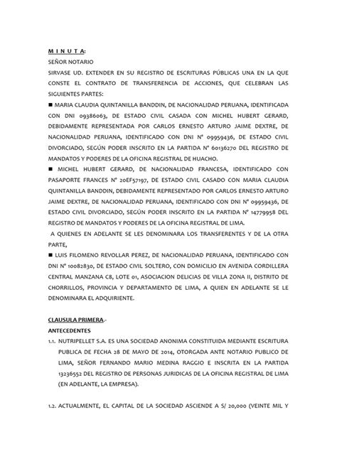 Contrato De Transferencia De Acciones Sra Quintanilla Nutripellet