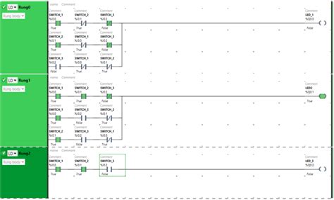 PLC Example To Control LEDs Via Switches