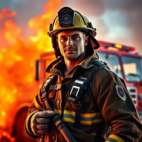 Heroic Firefighter Strength And Confidence