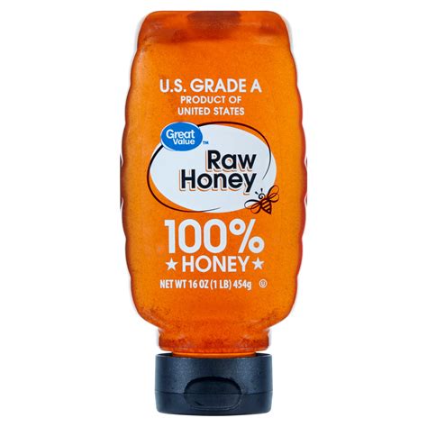 brandclub great value raw honey 16 oz inverted plastic bottle no