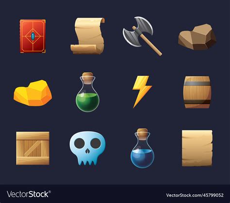 Game Ui Assets Set Gaming User Interface Icons Vector Image
