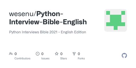 Github Wesenupython Interview Bible English Python Interviews Bible