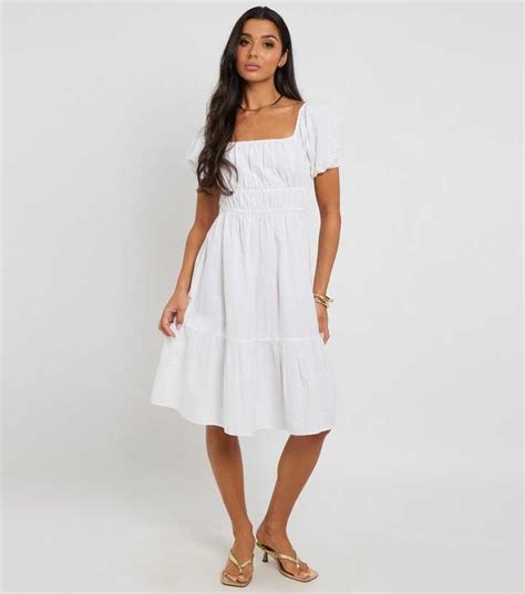 Urban Bliss White Smocked Milkmaid Dress New Look