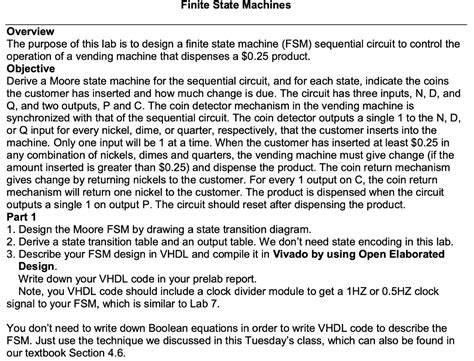 Solved Finite State Machines Overview The Purpose Of This