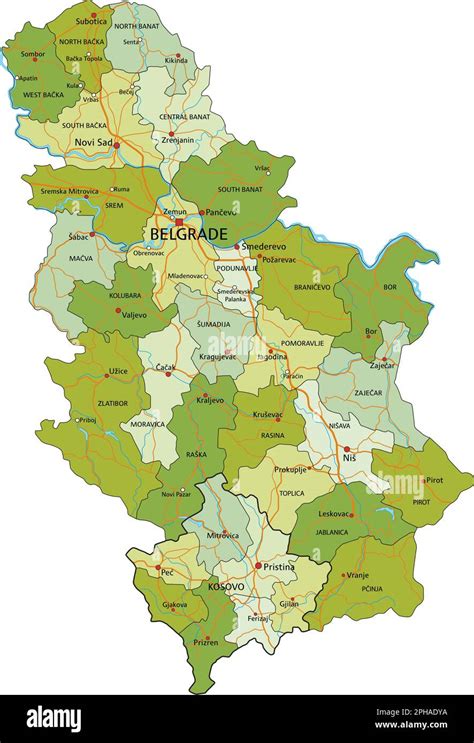 Highly Detailed Editable Political Map With Separated Layers Serbia Stock Vector Image And Art