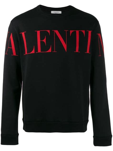 Valentino Logo Print Sweatshirt Black Sweatshirts Valentino Logo