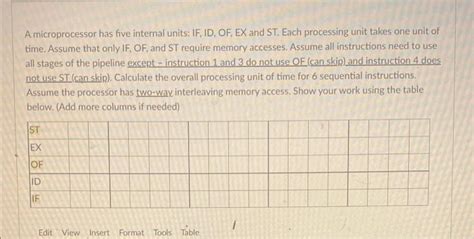Solved A Microprocessor Has Five Internal Units 1f Id Of