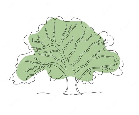 Premium Vector Abstract Sprawling Branching Tree Oak Continuous One