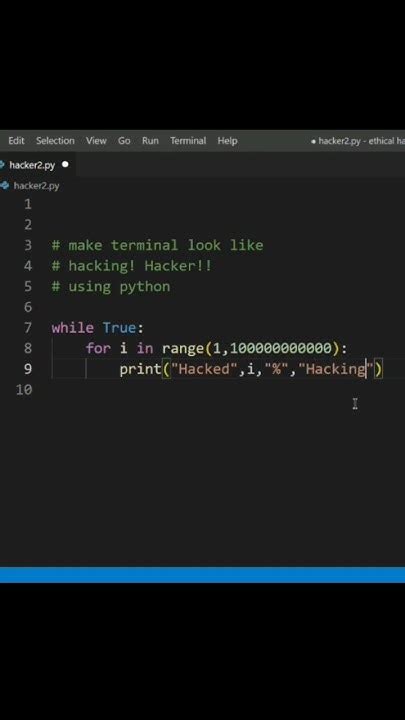 Hacker Make Terminal Look Like Hacker Using Python Using Loops Hacker Trending Python Youtube