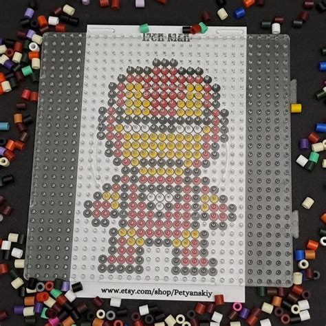 Iron Man Perler Beads Pattern Template Pixel Art Hama Beads Fuse Beads
