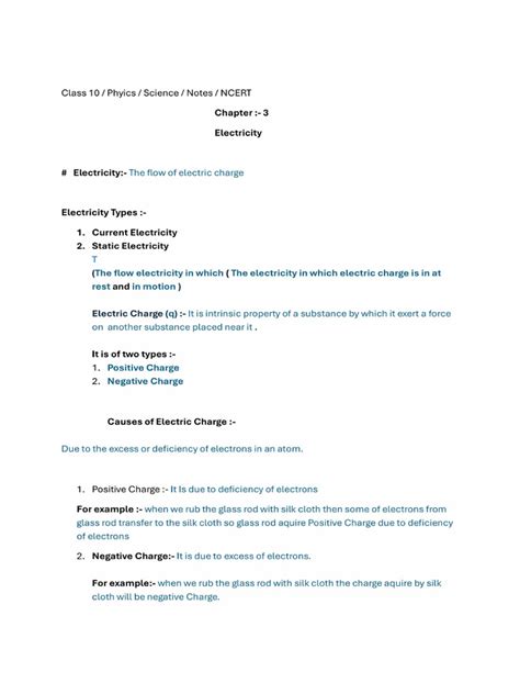 Class 10 Phyics Science Notes Ncert Pdf