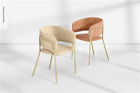 Stühle Mit Goldenen Metallbeinen Mockup Linke Und Rechte Ansicht