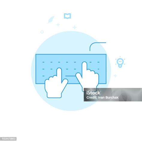 손 키보드 평면 벡터 일러스트 레이 션에 입력 아이콘입니다 밝은 파란색 단색 디자인입니다 편집 가능한 스트로크 개성 개념에 대한 스톡 벡터 아트 및 기타 이미지 Istock