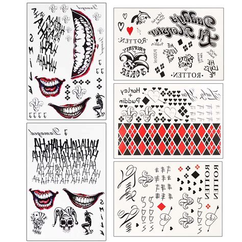 5 Hojas De Tatuajes Temporales De Tatuajes Adhesivos Perfectos Para Halloween Cosplay