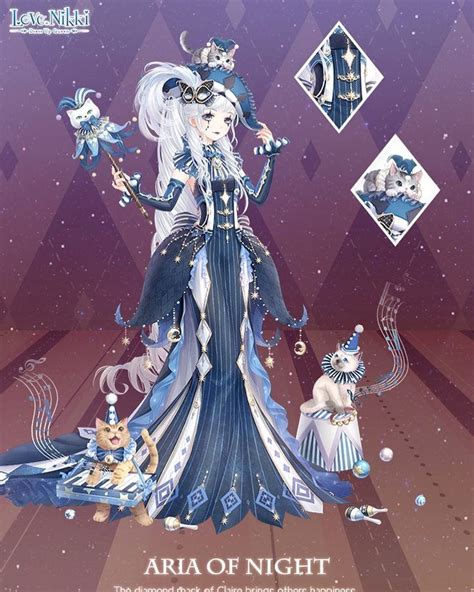 An Image Of A Woman Dressed In Blue And White With Cats On Her Back