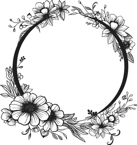 Regal Floral Encircle Black Frame Logo Chic Petal Encompass Decorative