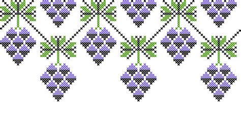 포도 뭉치 벡터 원활한 테두리 와인 또는 주스 라벨 디자인의 배경 포도 국경 픽셀 아트 비쉬반카 크로스 스티치 0명에 대한 스톡 벡터 아트 및 기타 이미지 Istock