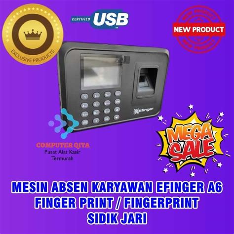 Jual EFINGER MESIN ABSEN KARYAWAN A6 FINGER PRINT FINGERPRINT