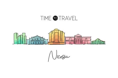 Premium Vector Single Continuous Line Drawing Of Nicosia City Skyline