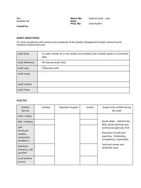 Format Internal Audit Plan Pdf