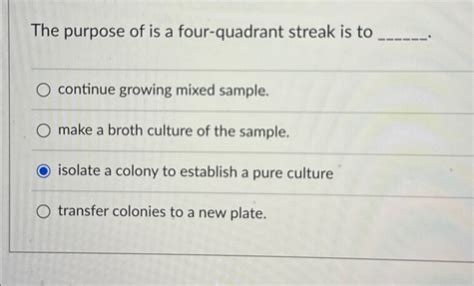 Solved The Purpose Of Is A Four Quadrant Streak Is