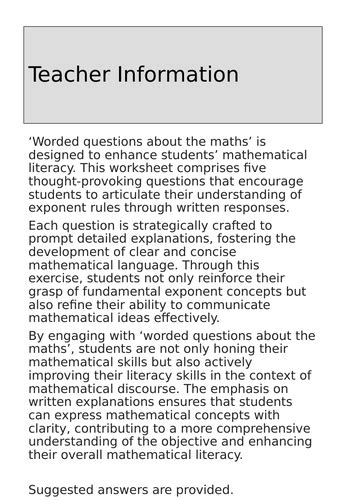 Worded Questions About The Maths Rationalising Denominators Teaching Resources