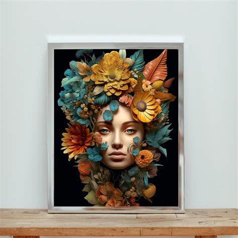 Flowerclava Woman Ai Art Wall Art Ai Generated Art Digital Art