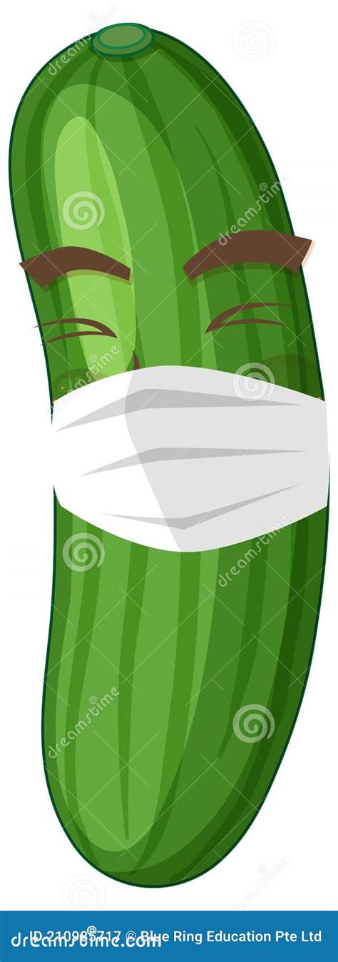 Cucumber Cartoon Character With Facial Expression Stock Vector