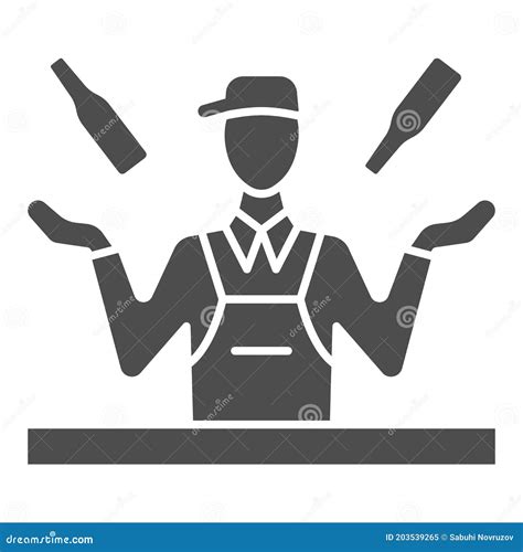 Bartender Juggles Drinks Solid Icon Bartenders Day Concept Bartender