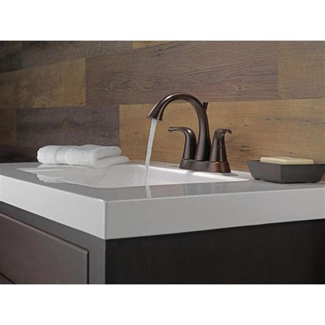 Delta Lahara 4 In Centerset 2 Handle Bathroom Faucet With Metal Drain