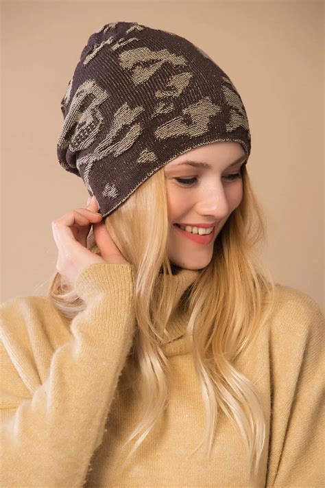 겨울 비니 여성용 갈색 비니 스컬 프린트 겨울 아이템 및 여성용 모자베레모 Aliexpress