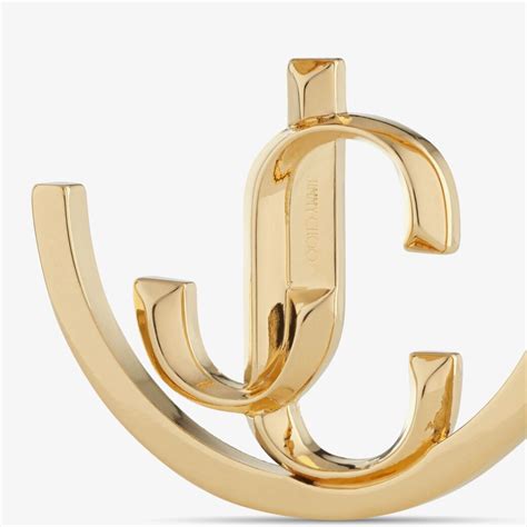 Gold Finish Metal Jc Monogram Hoops Jc Monogram Hoops Jewellery